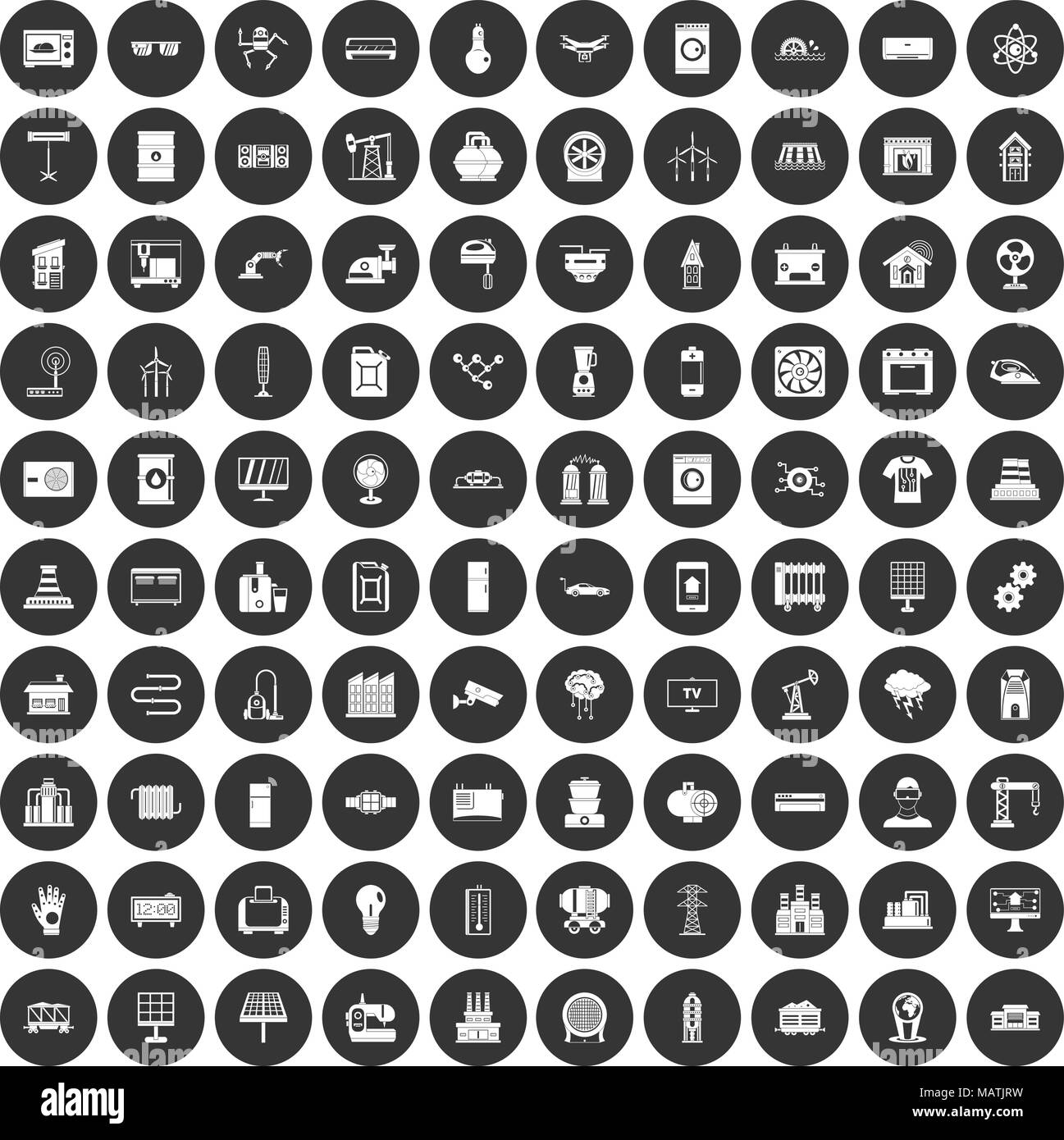 100 electrical engineering icons set black circle Stock Vector Image ...