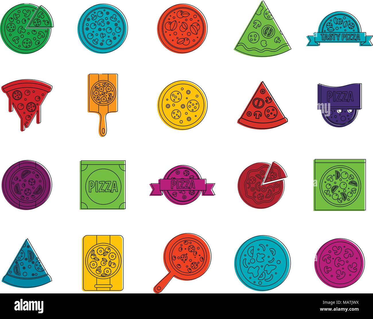 Pizza icon set, color outline style Stock Vector Image & Art - Alamy