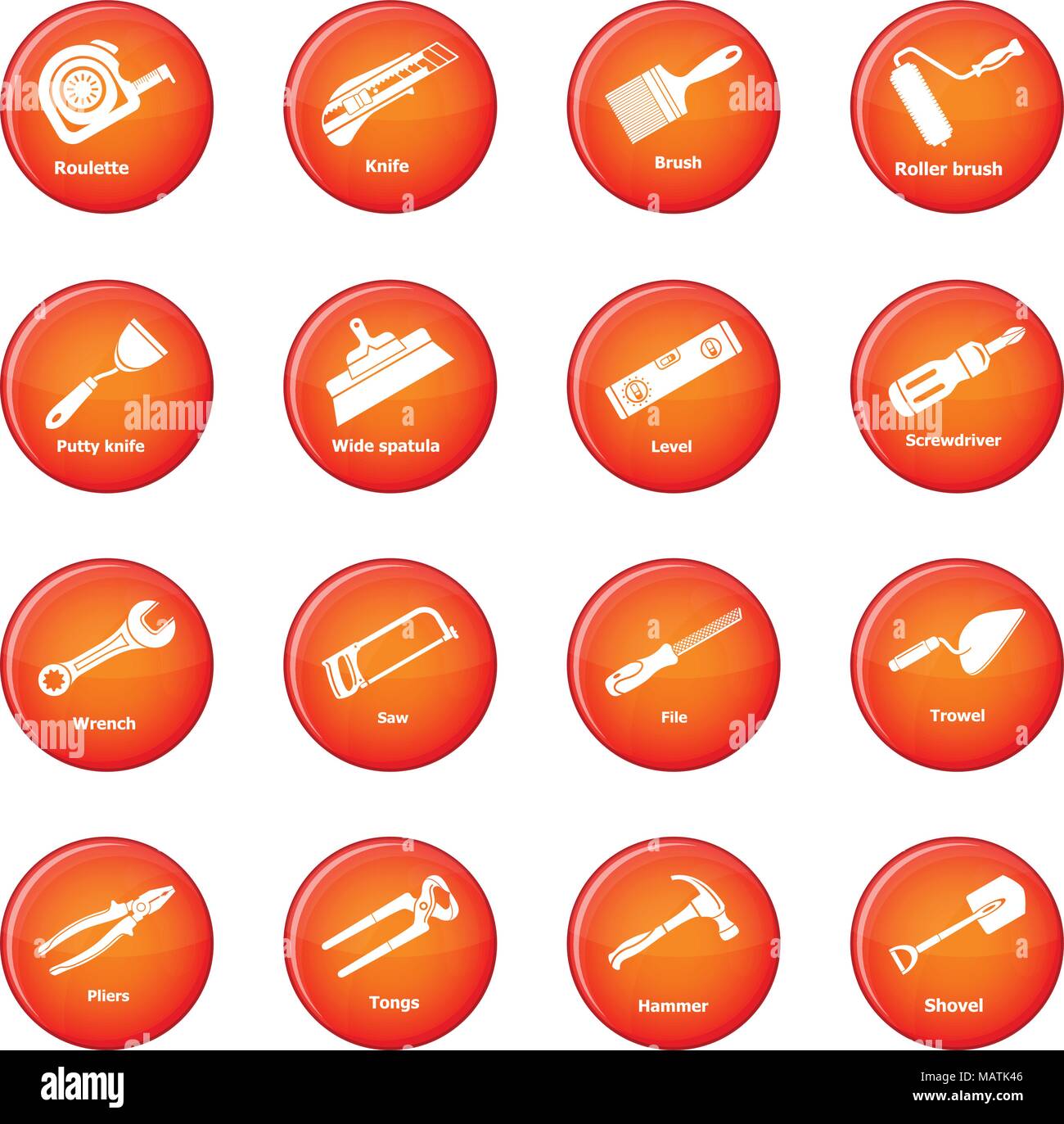 Building hand tool icons set red vector Stock Vector Image & Art - Alamy