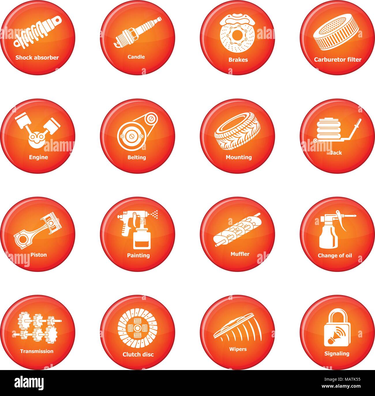 Car repair parts icons set red vector Stock Vector Image & Art - Alamy