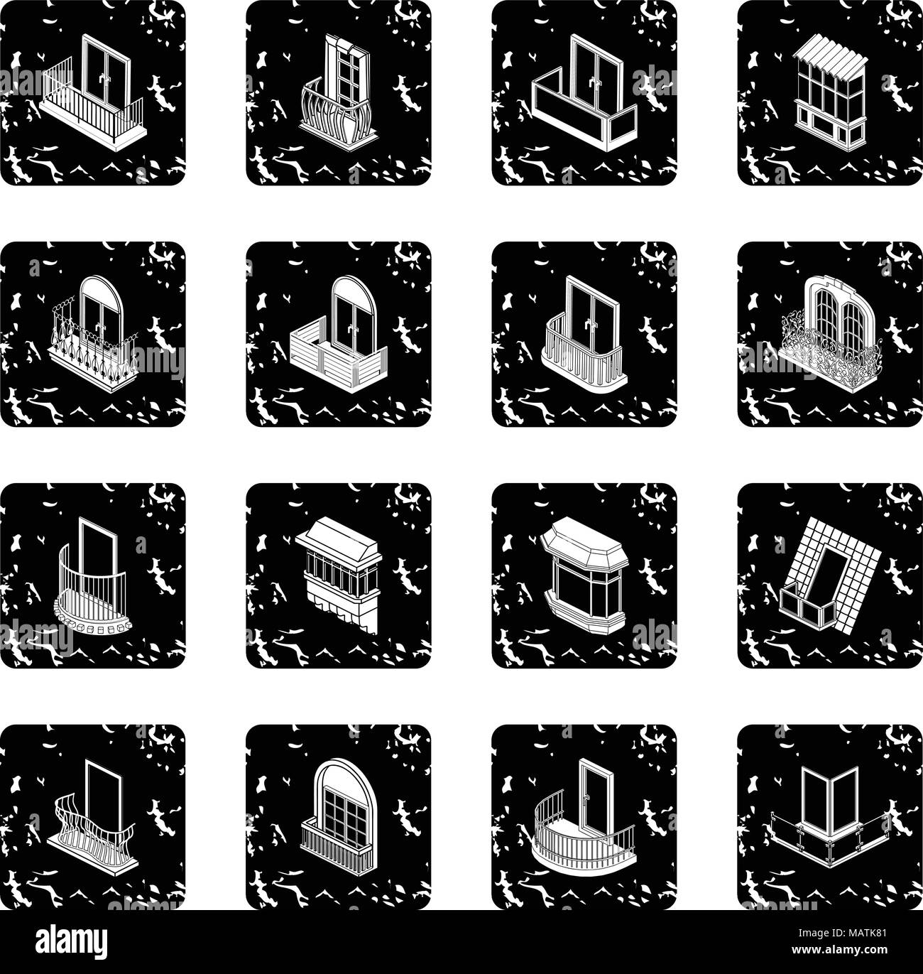 Balcony window forms icons set grunge vector Stock Vector Image & Art ...