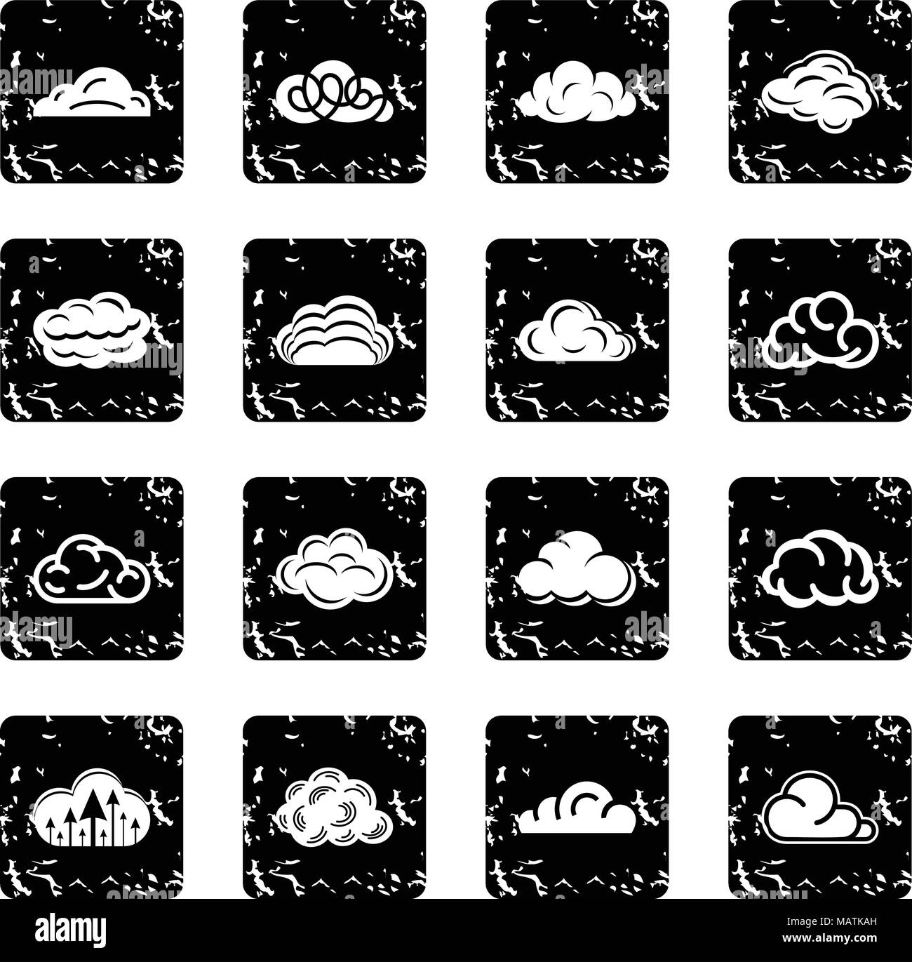 Cloud icons set grunge vector Stock Vector Image & Art - Alamy