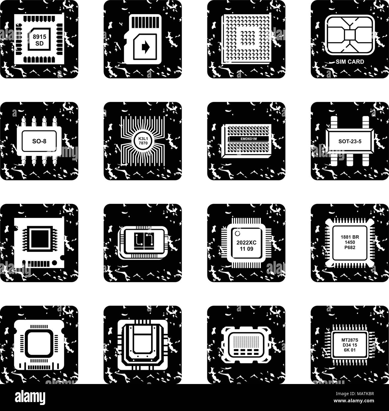 Computer chips icons set grunge vector Stock Vector Image & Art - Alamy