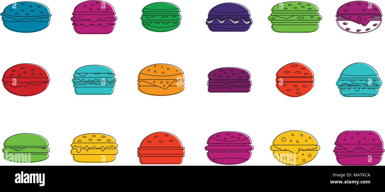 Cheeseburger icon set, color outline style Stock Vector Image & Art - Alamy