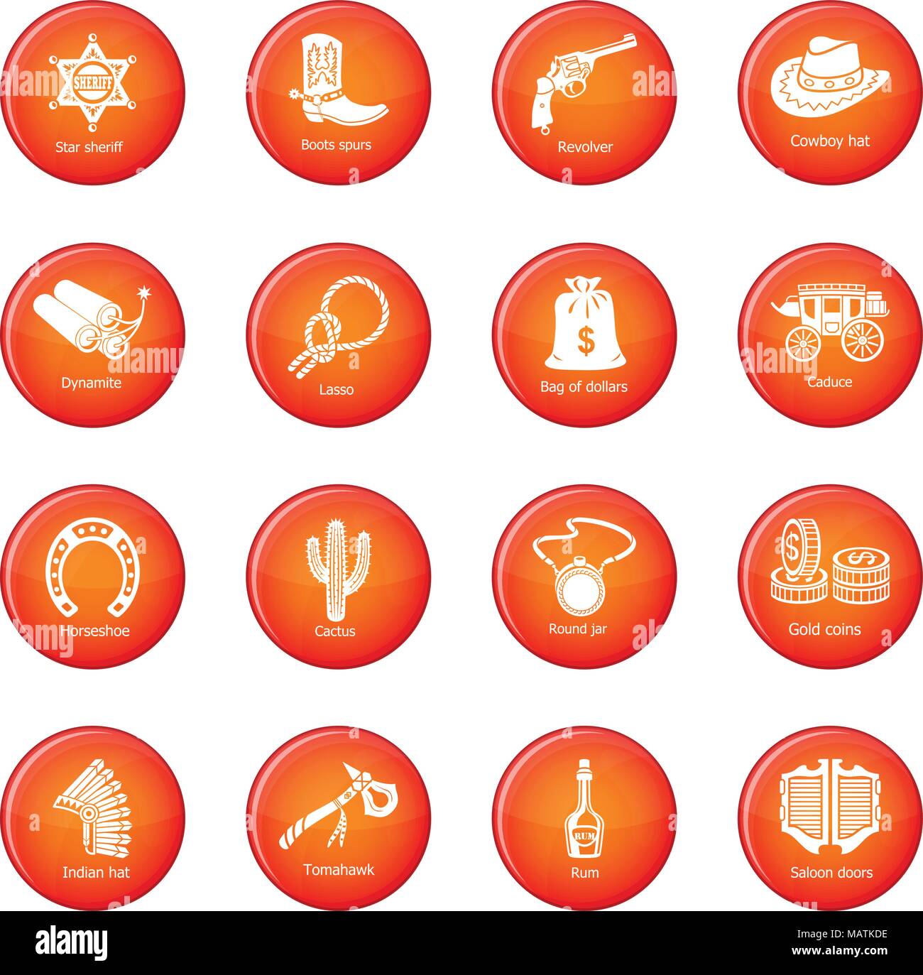 Wild west icons set red vector Stock Vector Image & Art - Alamy