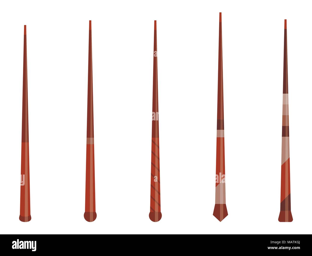 Magic wands set. Wizard tool. Wooden stick collection. Isolated on ...