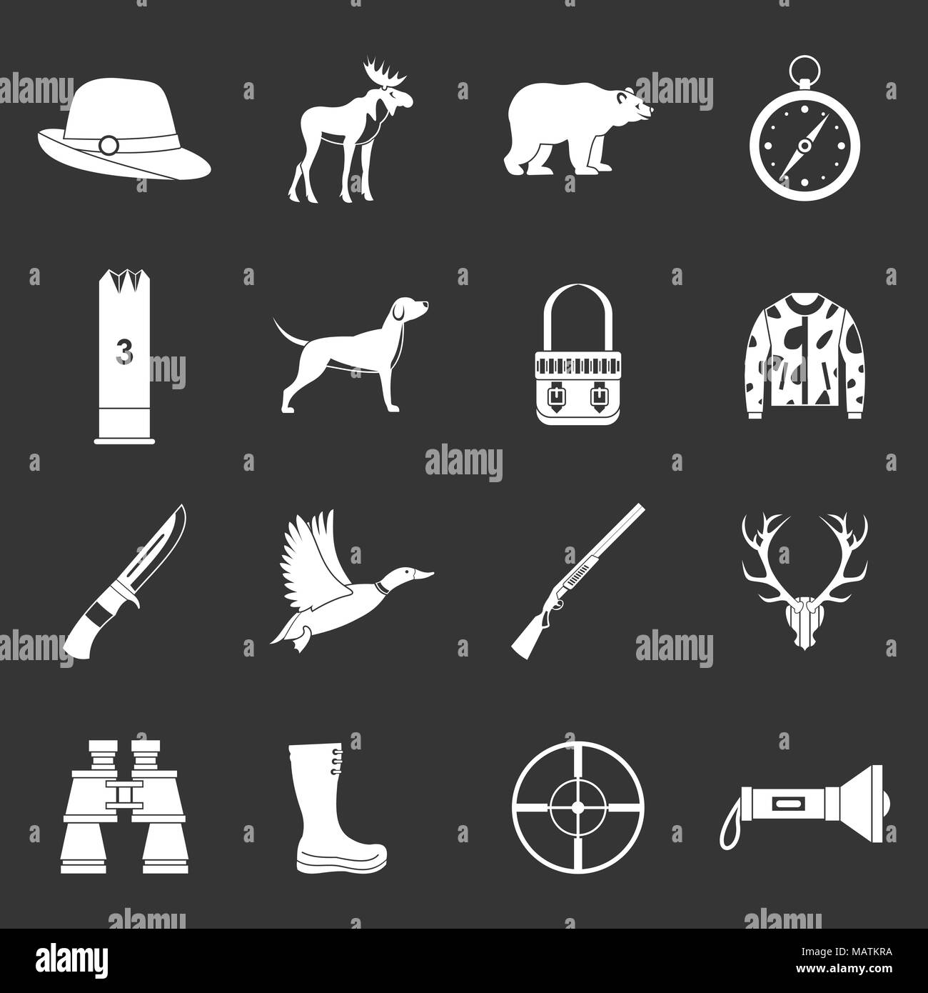 Hunting icons set grey vector Stock Vector Image & Art - Alamy