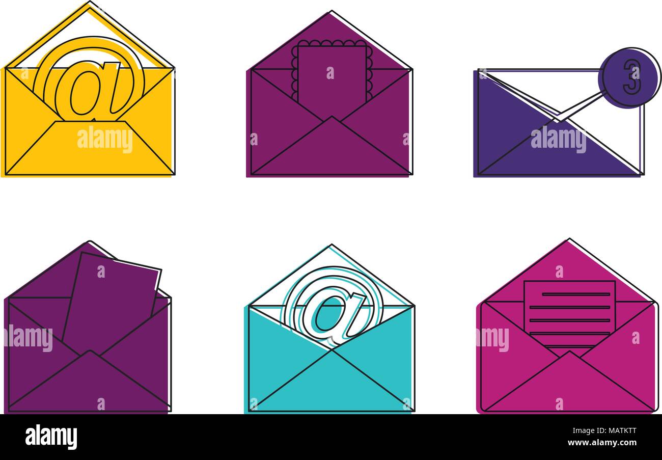 Mail icon set, color outline style Stock Vector Image & Art - Alamy