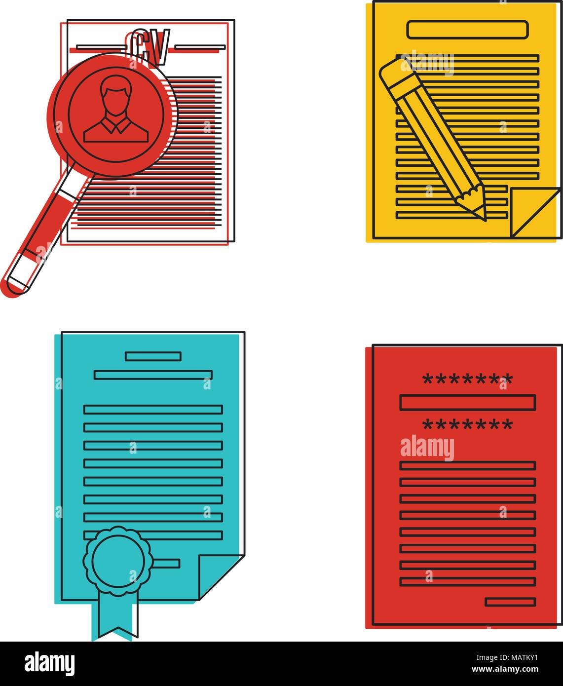 Cv paper icon set, color outline style Stock Vector Image & Art - Alamy