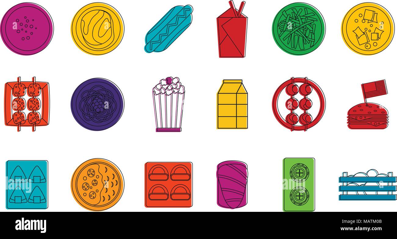 Food icon set, color outline style Stock Vector Image & Art - Alamy