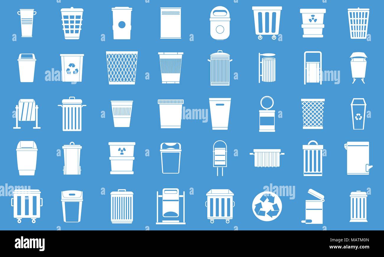 Garbage can icon blue set vector Stock Vector Image & Art - Alamy
