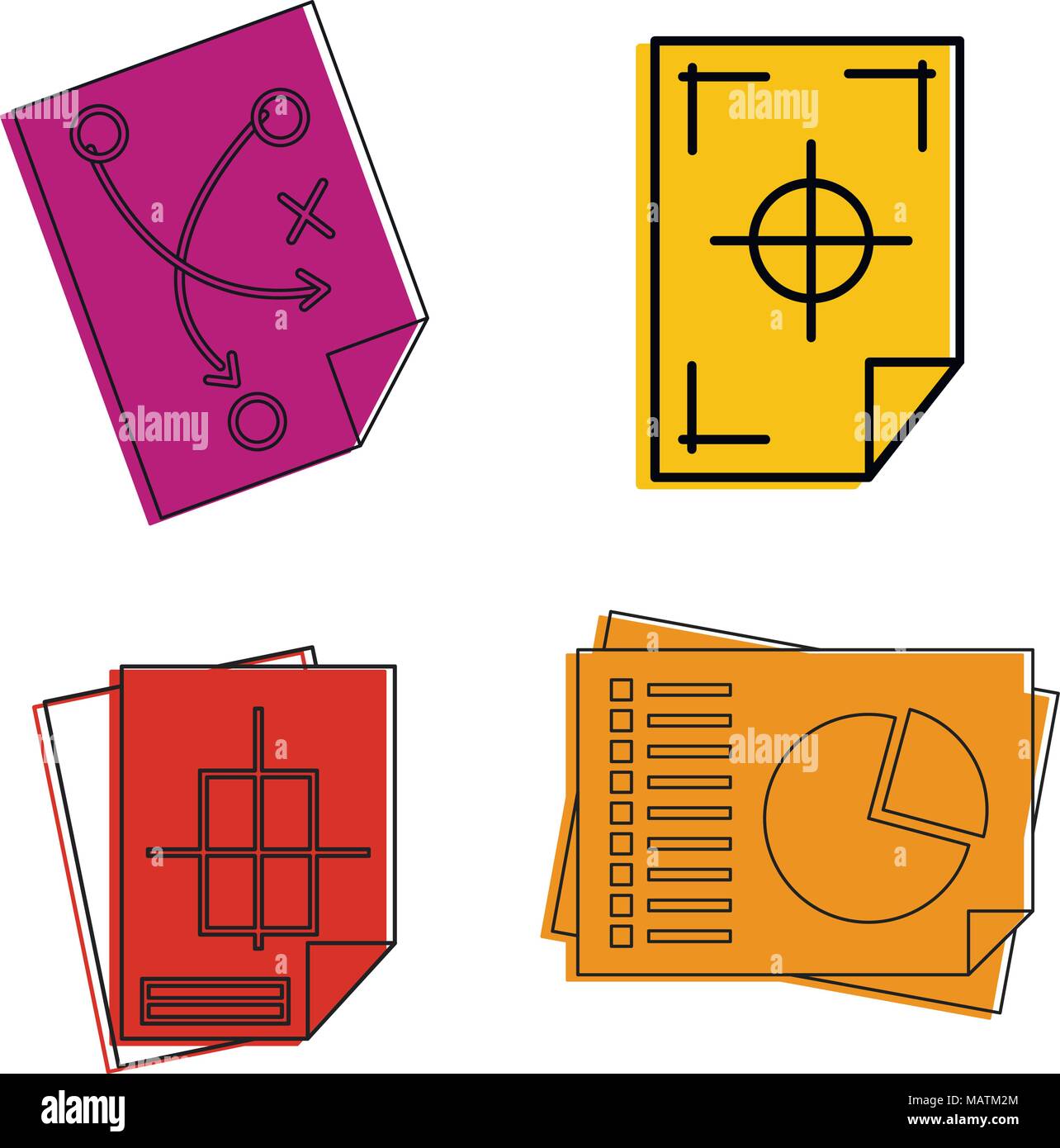 Architectural paper icon set, color outline style Stock Vector Image ...