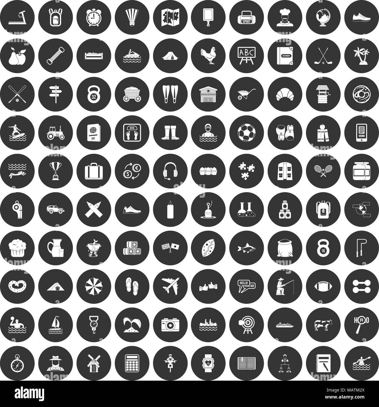 100 activity icons set black circle Stock Vector Image & Art - Alamy