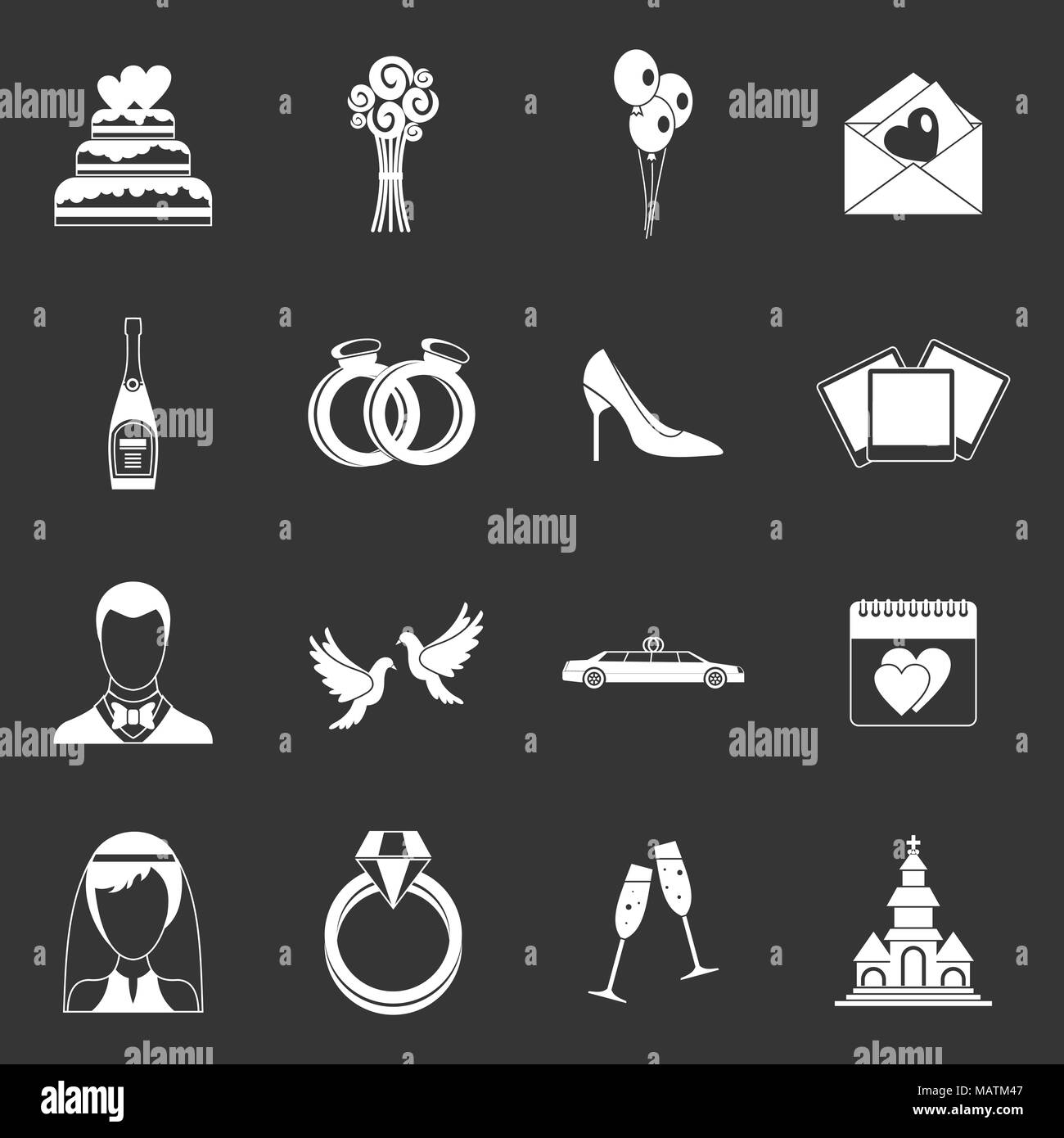 Wedding icons set grey vector Stock Vector Image & Art - Alamy