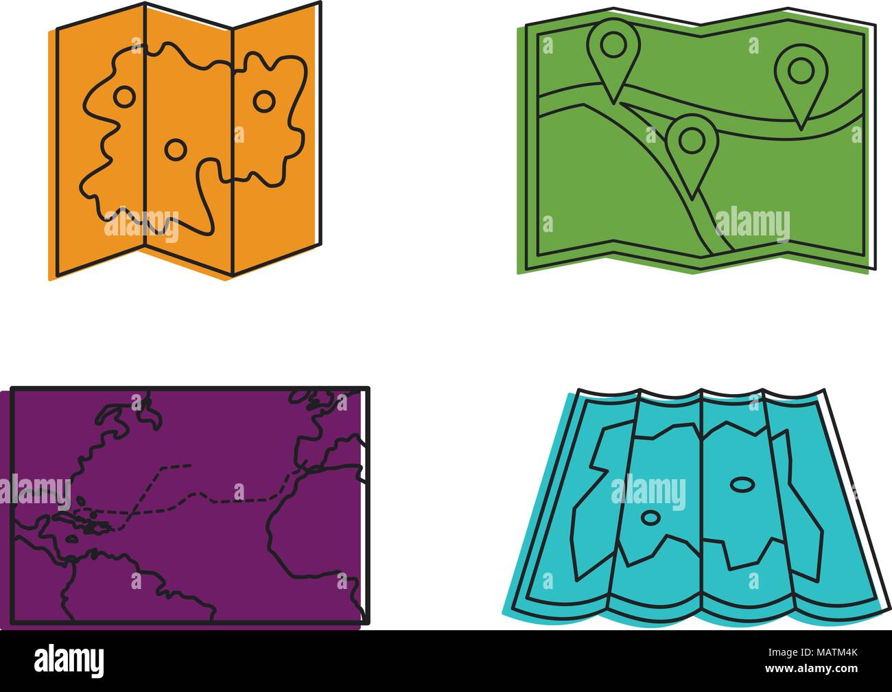 Map icon set, color outline style Stock Vector Image & Art - Alamy