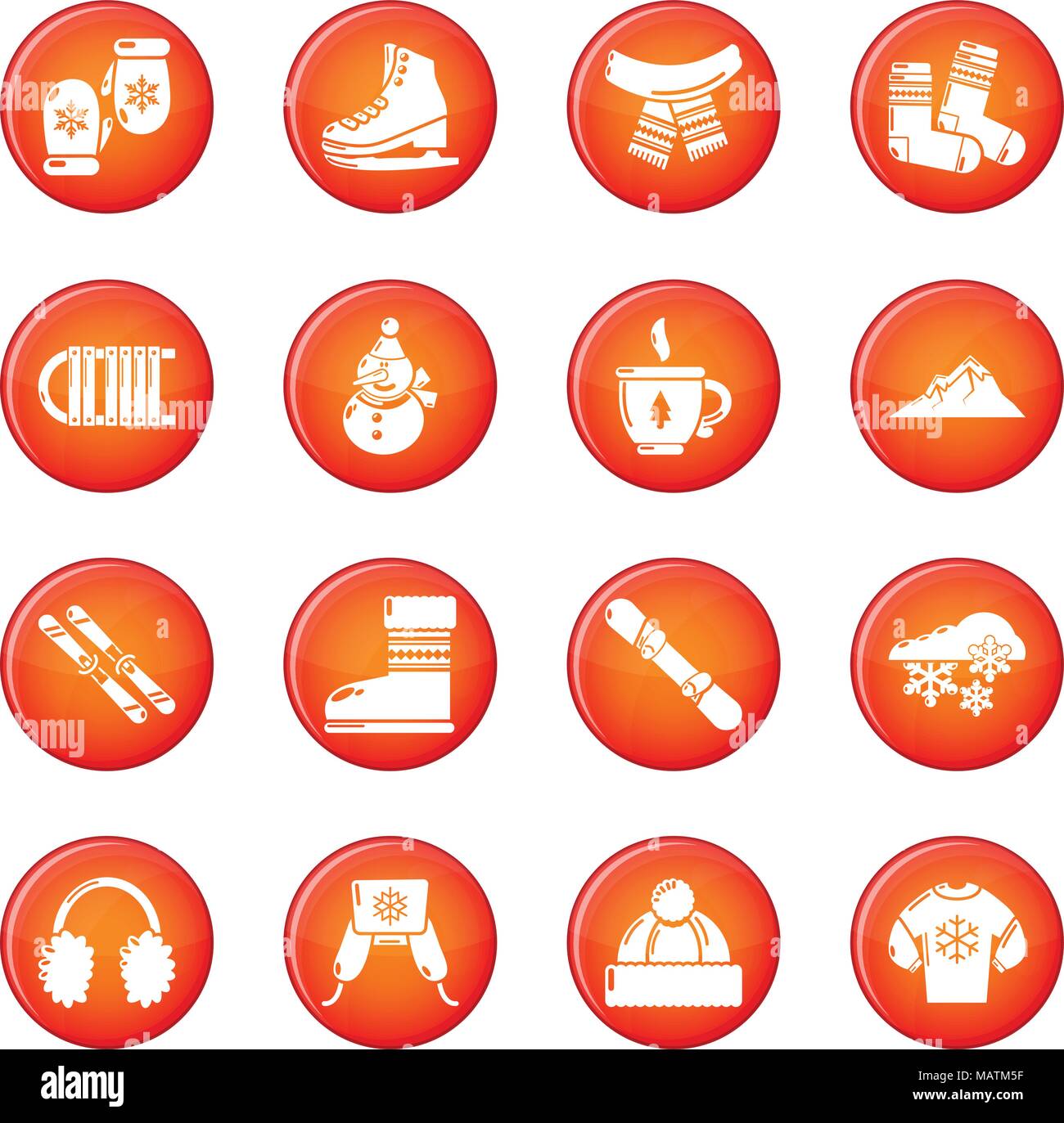 Winter clothes icons set red vector Stock Vector Image & Art - Alamy