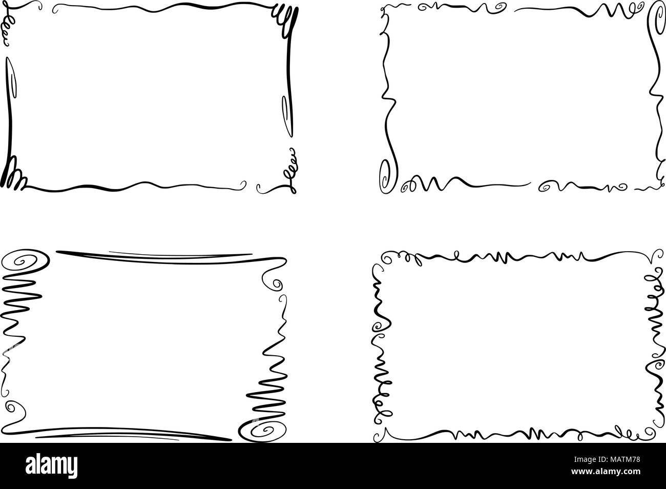 Set of Flourish Vector Frames. Collection of Rectangles with squiggles ...