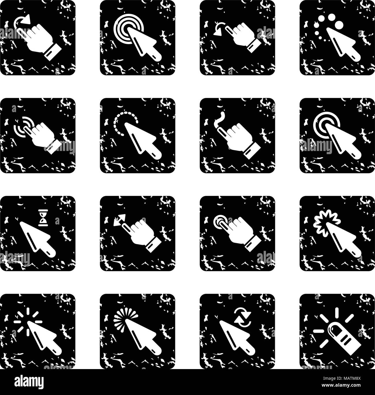 Hand click icons set grunge vector Stock Vector Image & Art - Alamy