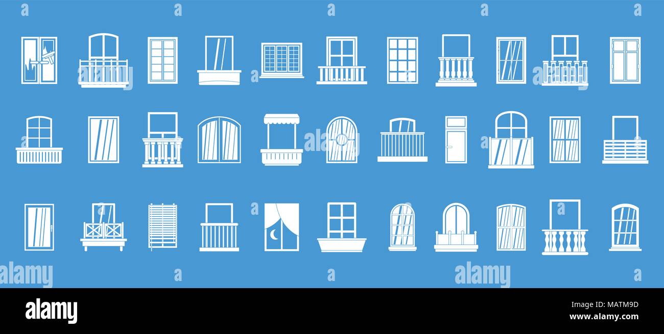 Window icon blue set vector Stock Vector Image & Art - Alamy