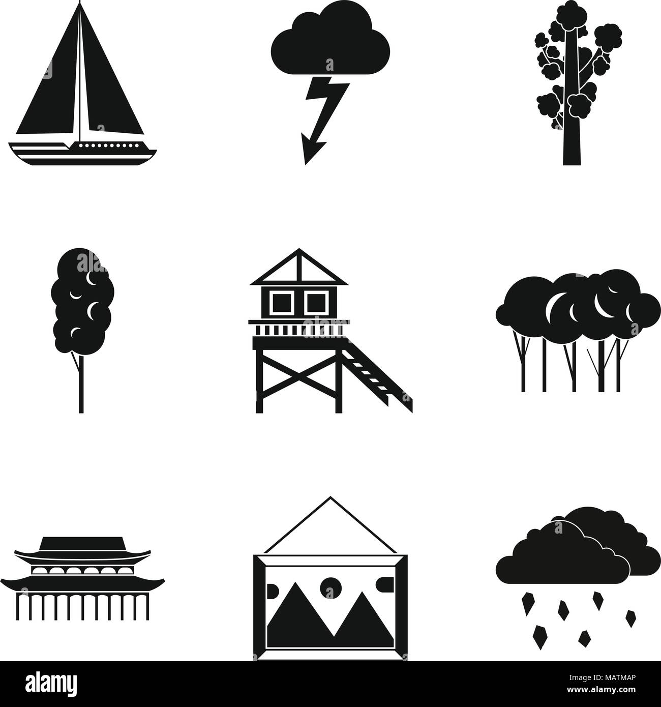 Scenery icons set, simple style Stock Vector Image & Art - Alamy