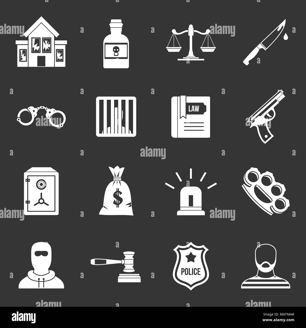 Crime and punishment icons set grey vector Stock Vector Image & Art - Alamy