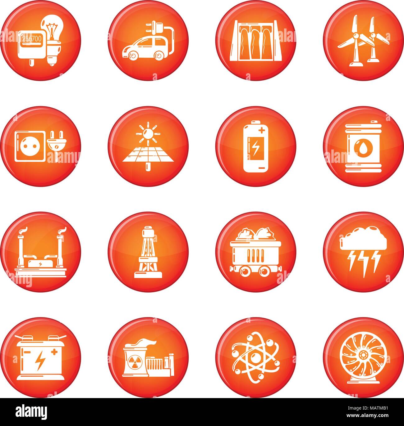 Energy sources icons set red vector Stock Vector Image & Art - Alamy