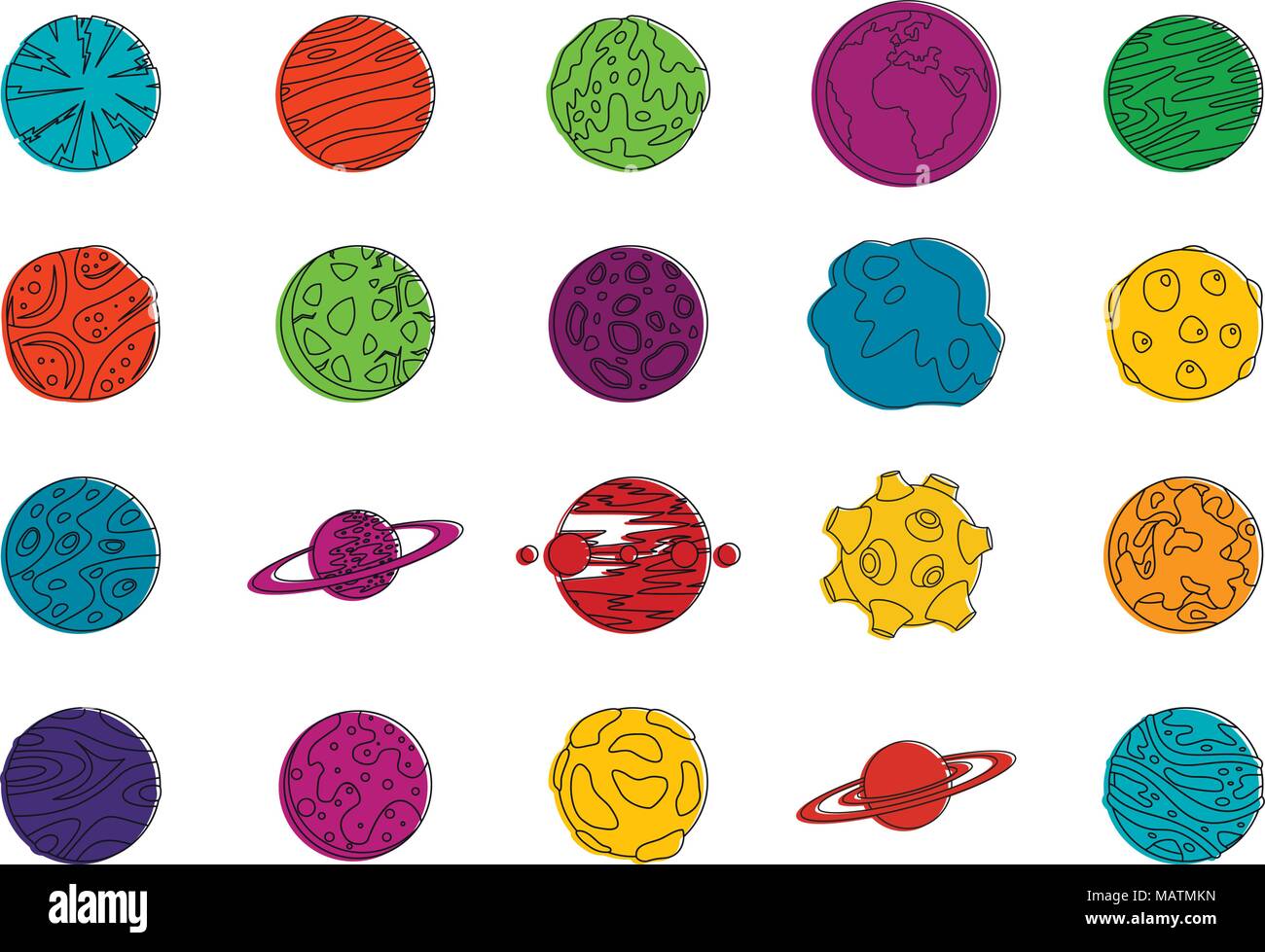 Planet icon set, color outline style Stock Vector Image & Art - Alamy
