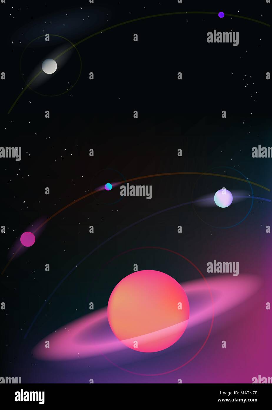 Vector realistic and futuristic space vertical background with bright ...