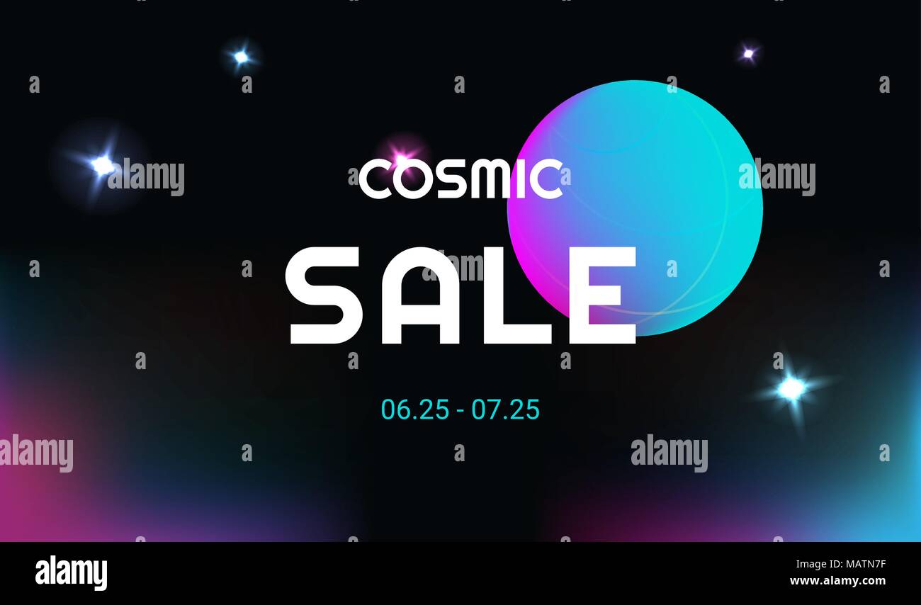 Cosmic sale vector realistic and futuristic space background with ...