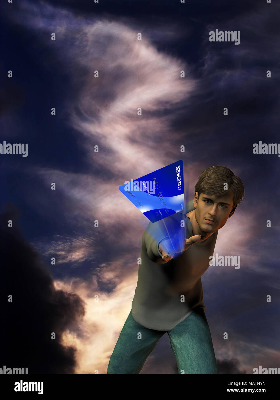 Man throwing a credit card Stock Photo - Alamy