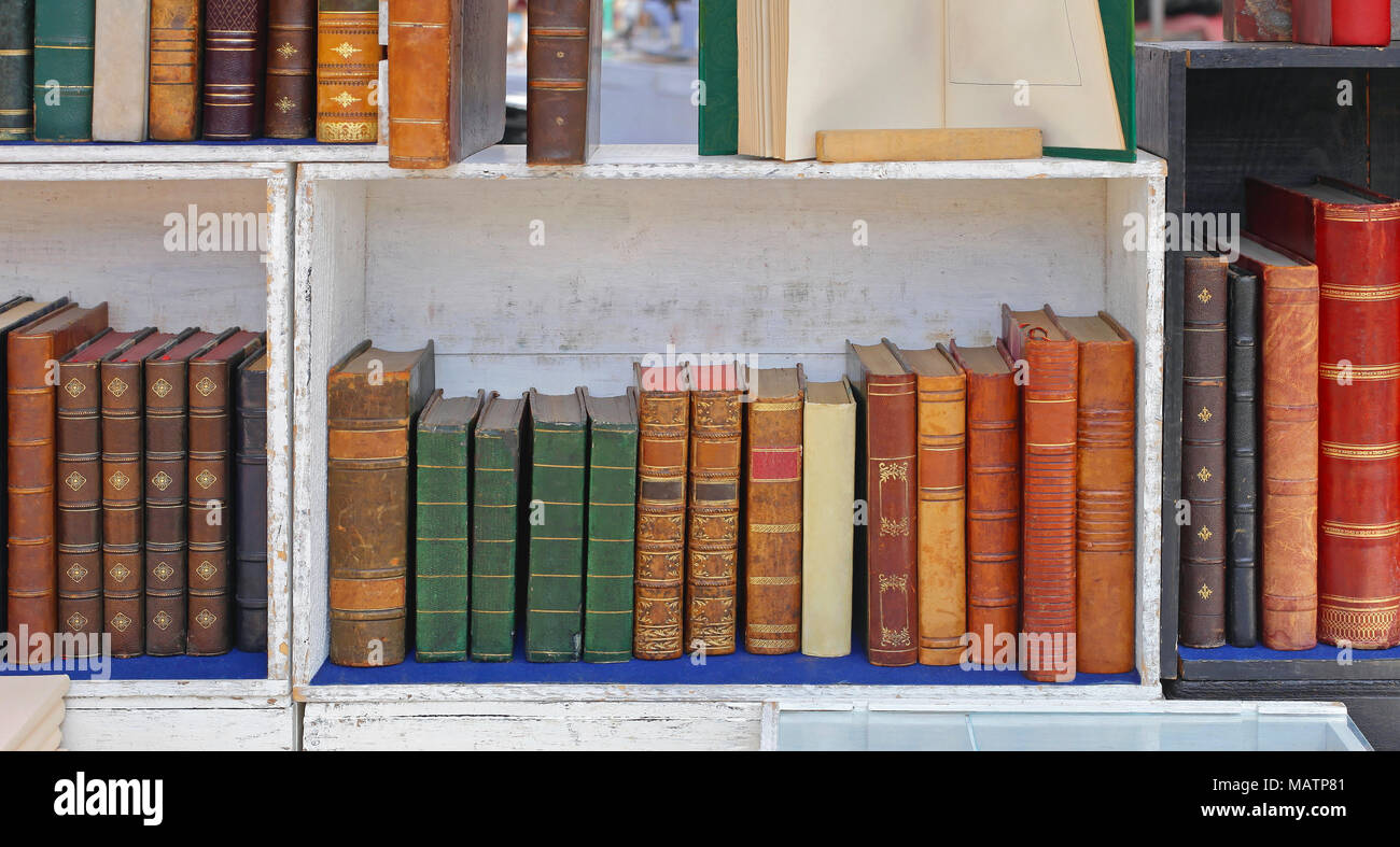 Old books in wooden box hi-res stock photography and images - Alamy