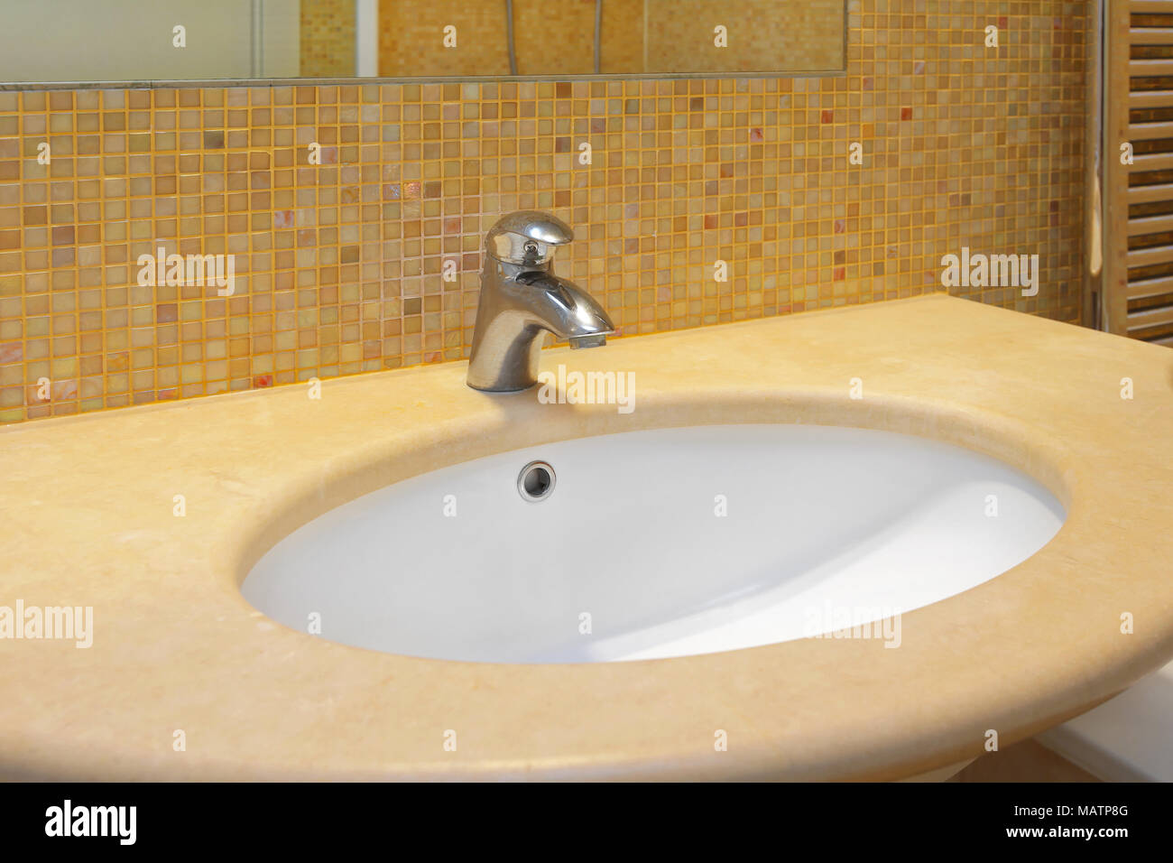 Marble Oval Sink in Modern Bathroom Stock Photo - Alamy