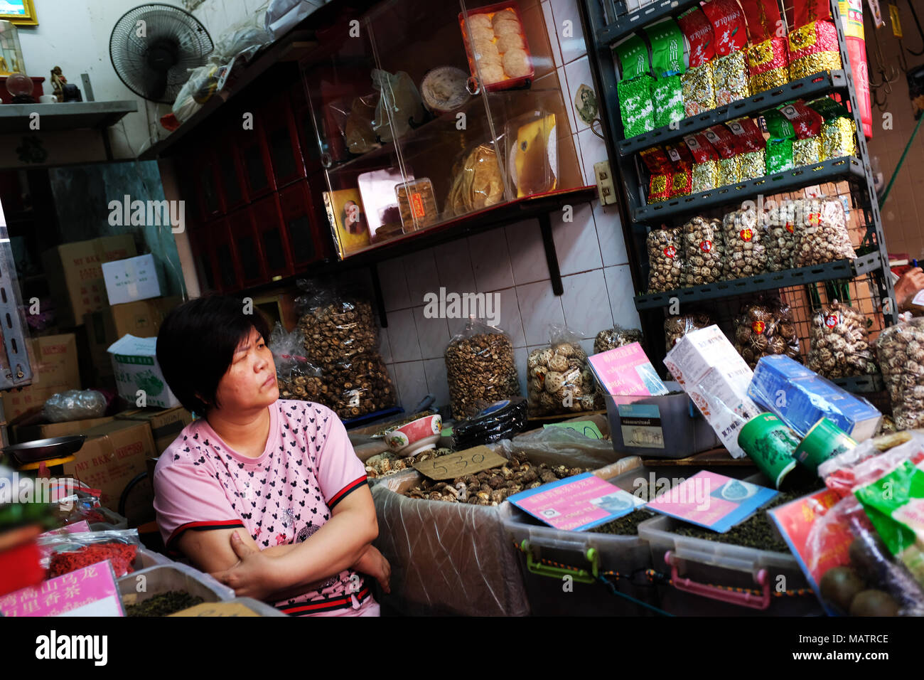 Shop owners, Chinatown, Bangkok Stock Photo - Alamy