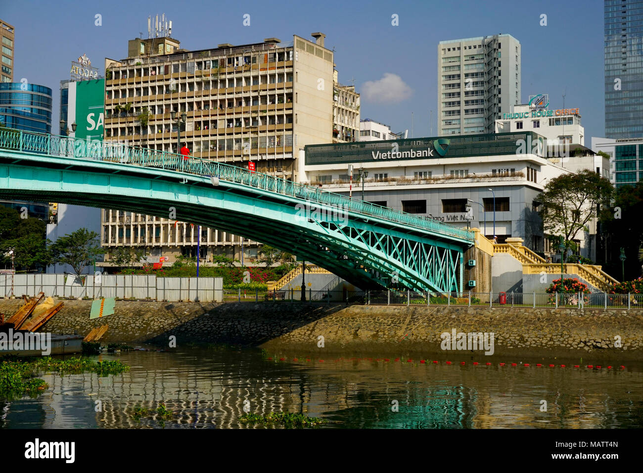 Vietcom Bank in Ho Chi Minh City, Vietnam. Cau Mong Bridge Stock Photo ...
