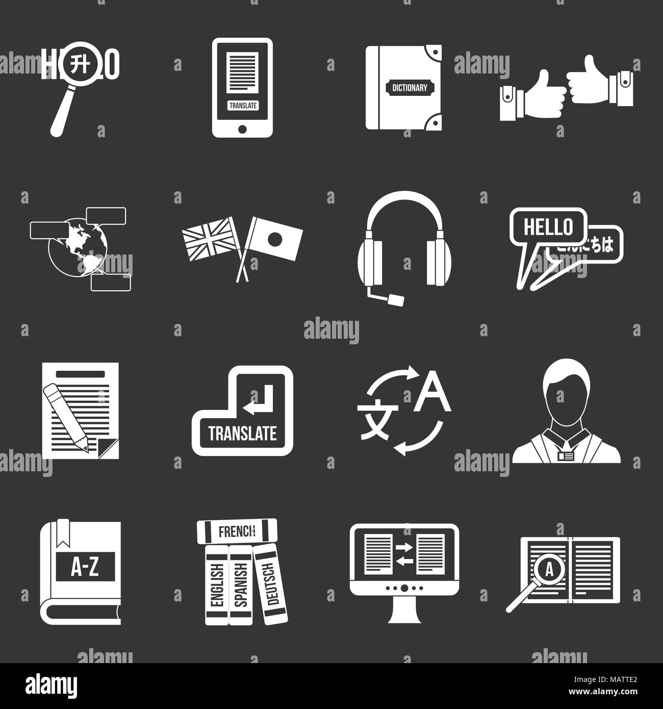 Learning foreign languages icons set grey vector Stock Vector Image ...