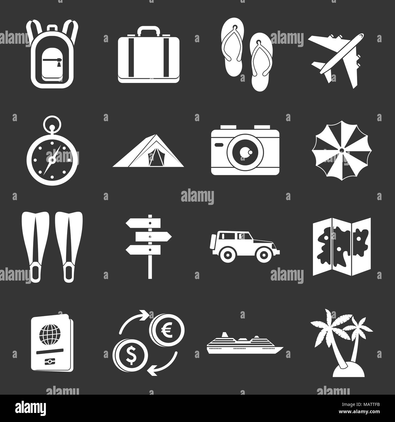 Travel icons set grey vector Stock Vector Image & Art - Alamy
