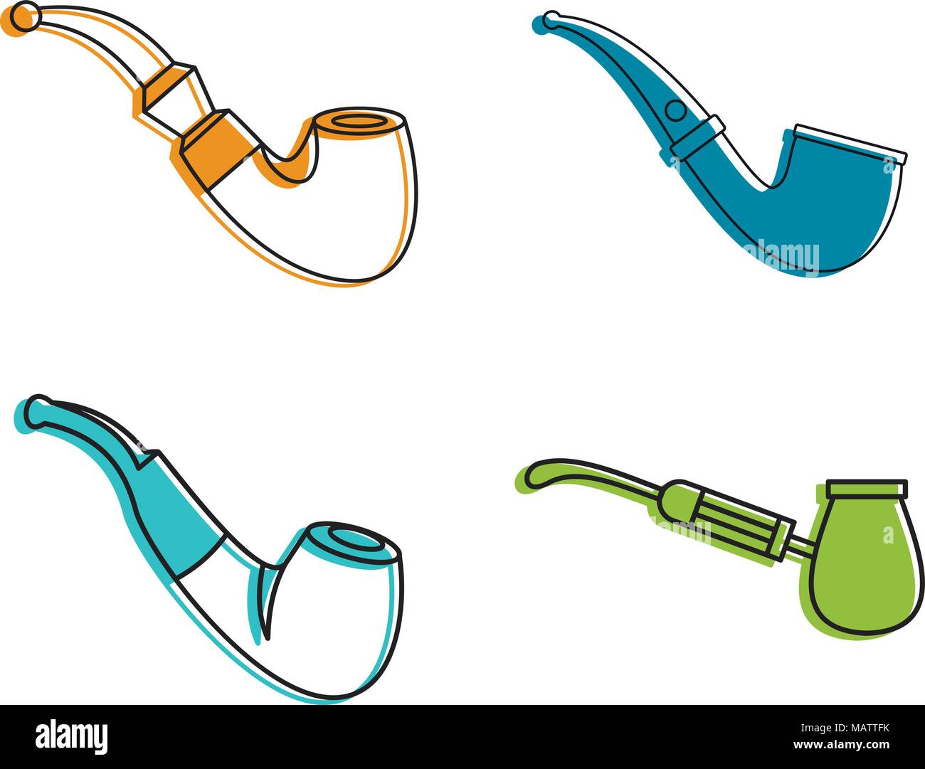 Smoking pipe icon set, color outline style Stock Vector Image & Art - Alamy