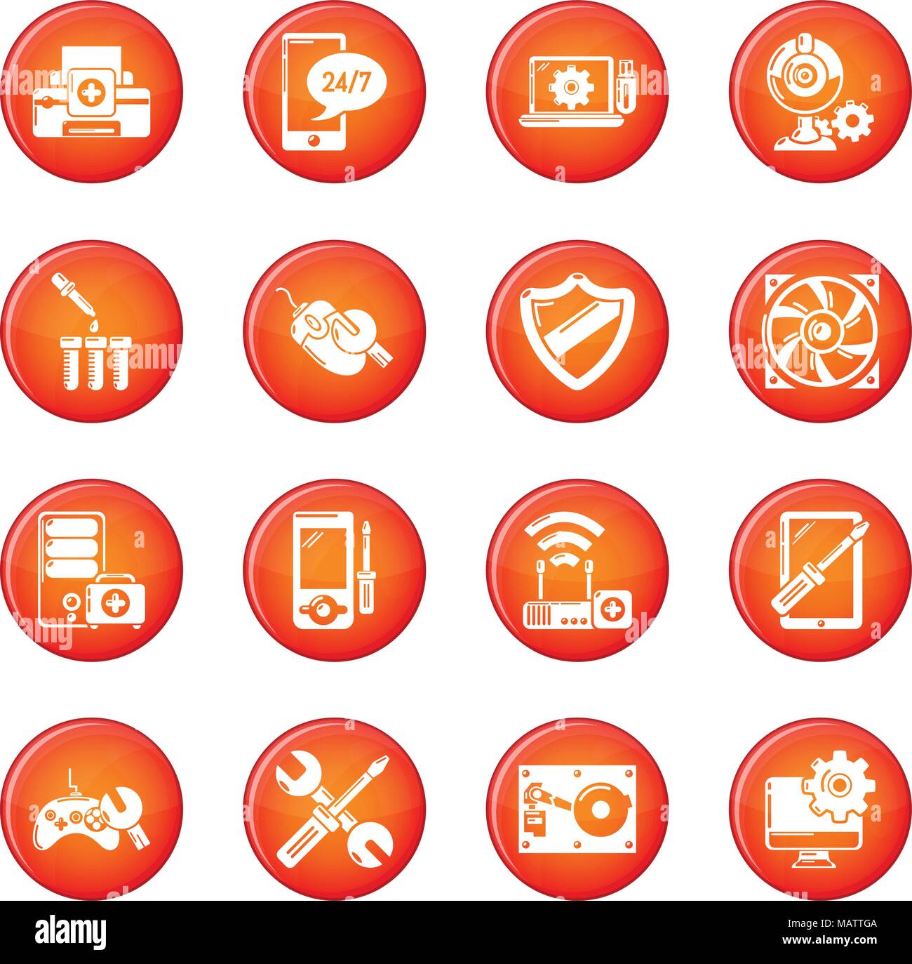 Computer repair service icons set red vector Stock Vector Image & Art ...