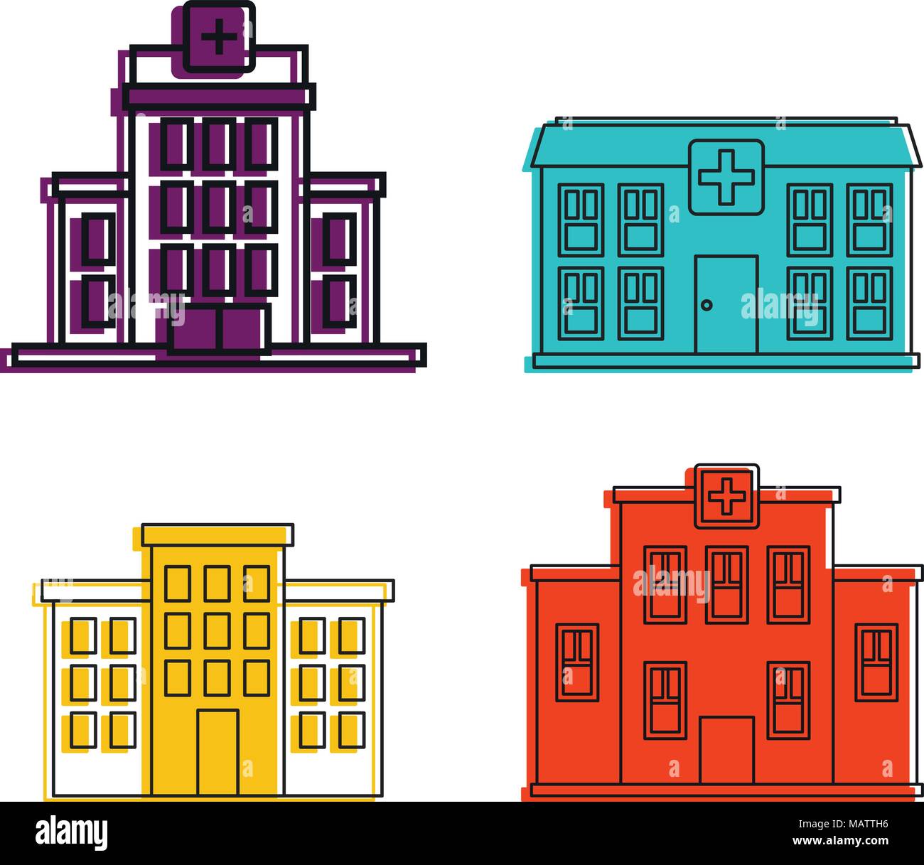 Hospital icon set, color outline style Stock Vector Image & Art - Alamy