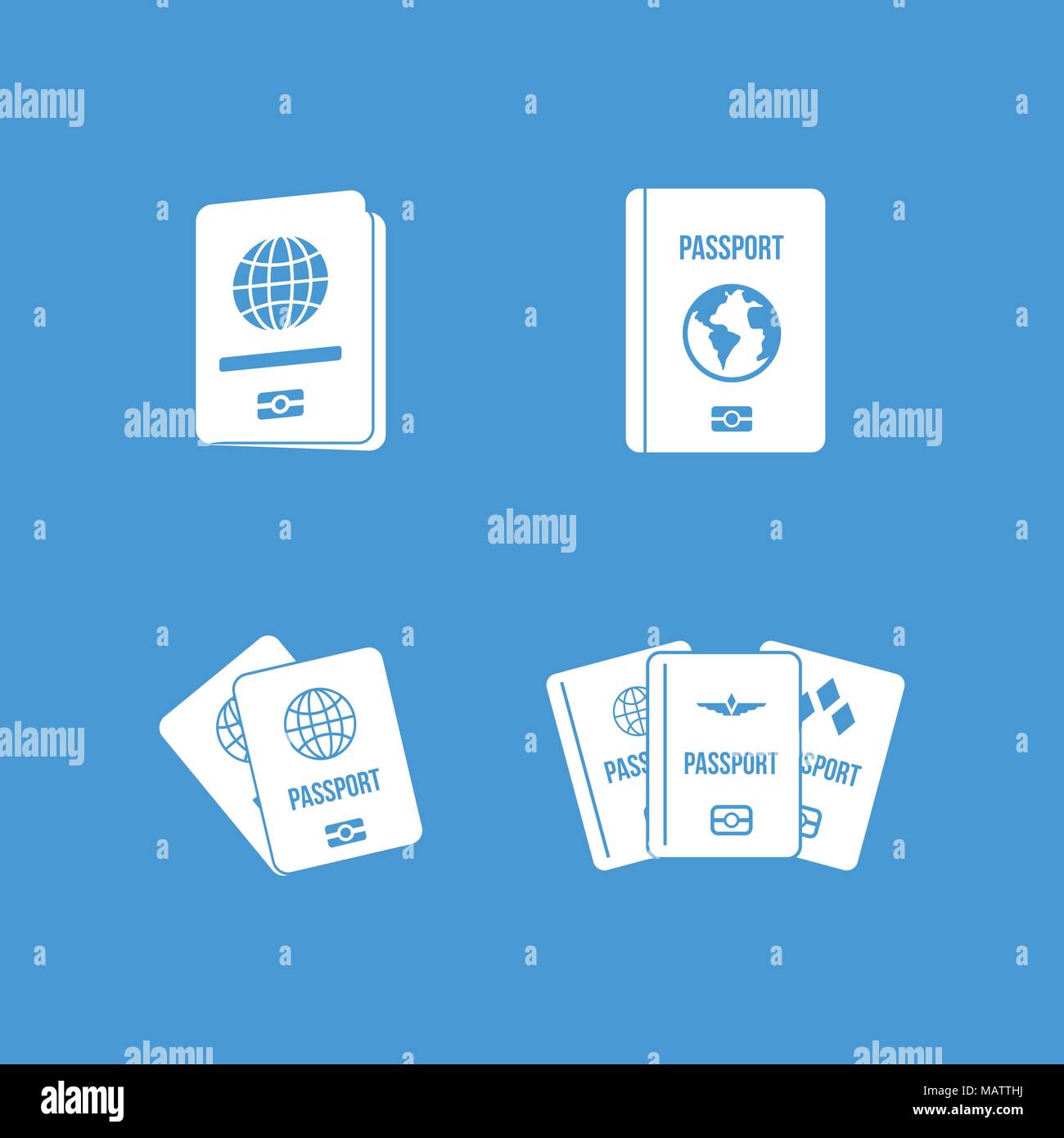 Passport icon blue set vector Stock Vector Image & Art - Alamy