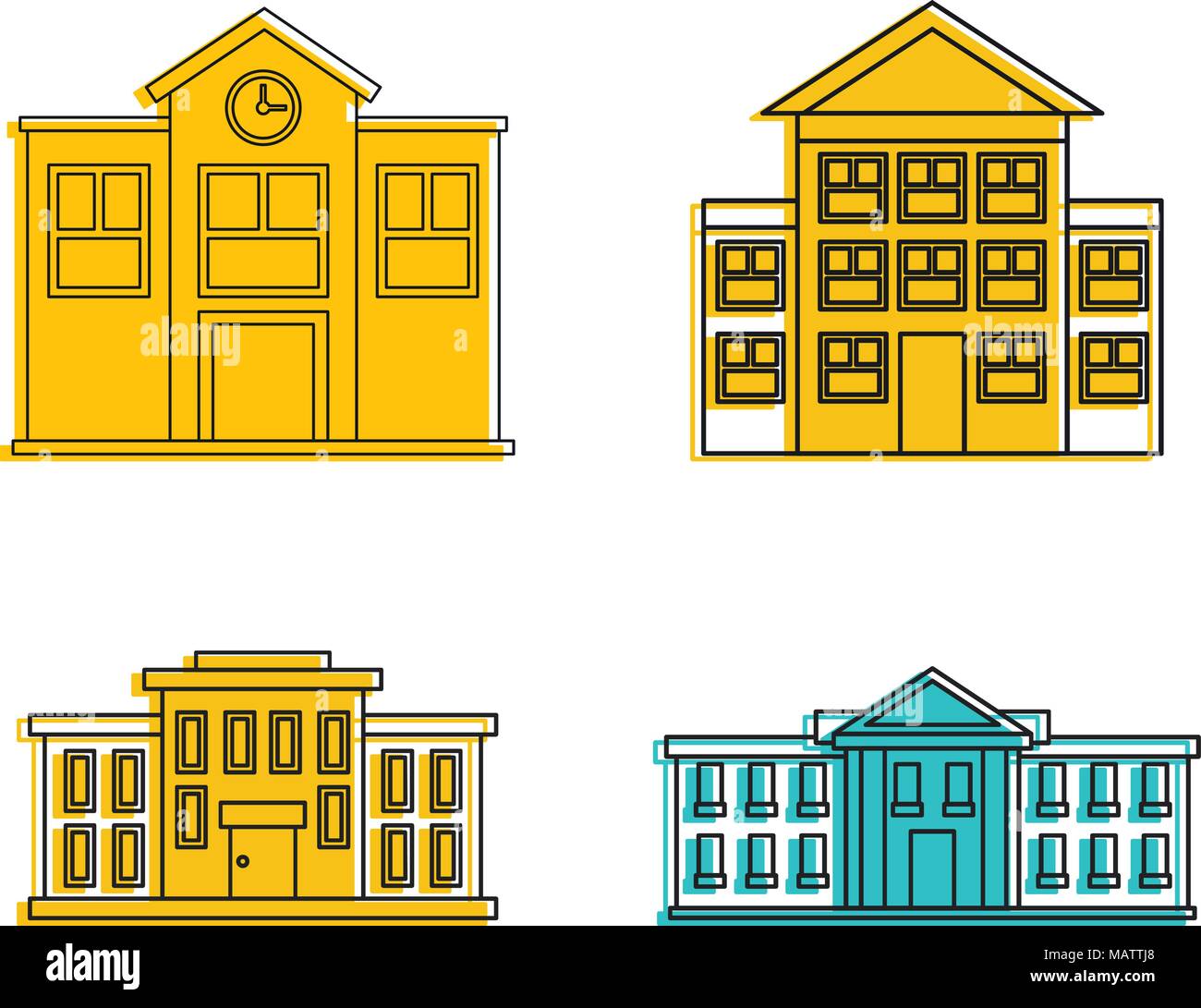 School icon set, color outline style Stock Vector Image & Art - Alamy