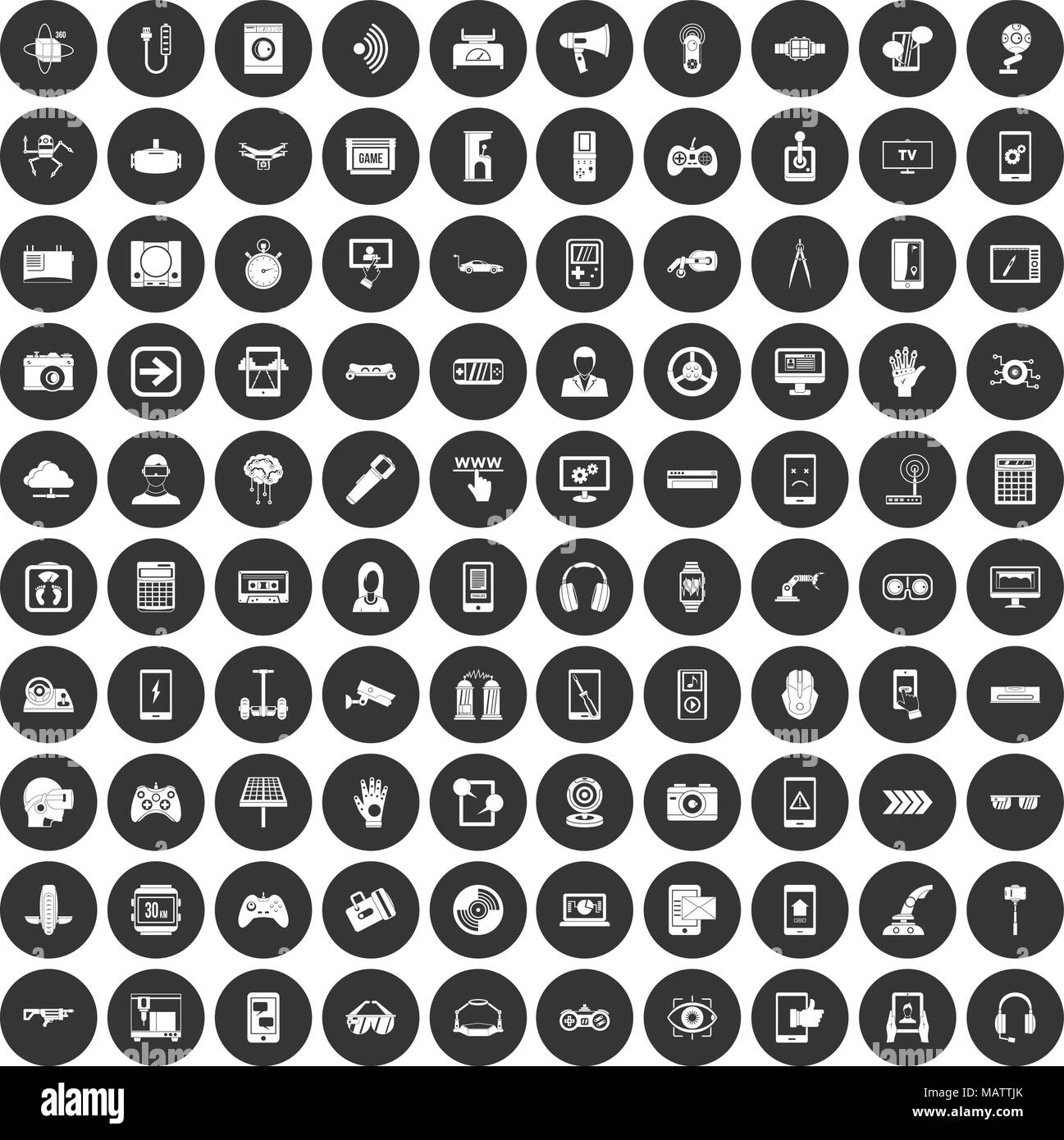100 gadget icons set black circle Stock Vector Image & Art - Alamy