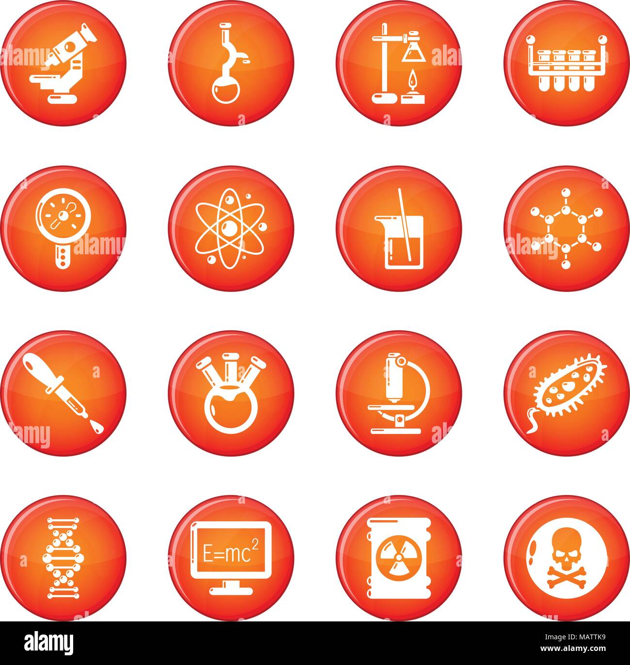 Chemistry laboratory icons set red vector Stock Vector Image & Art - Alamy
