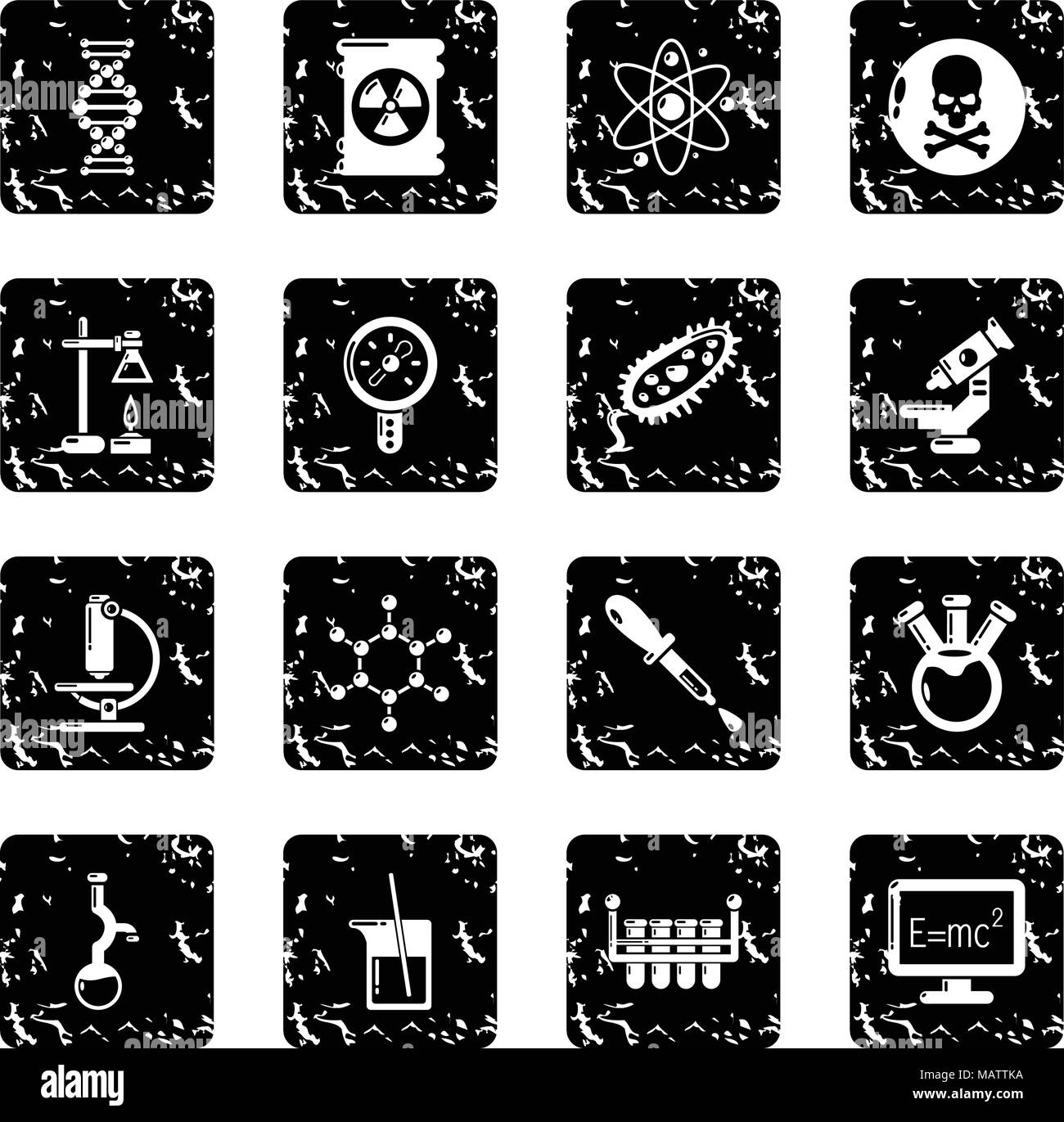 Chemistry laboratory icons set grunge vector Stock Vector Image & Art ...