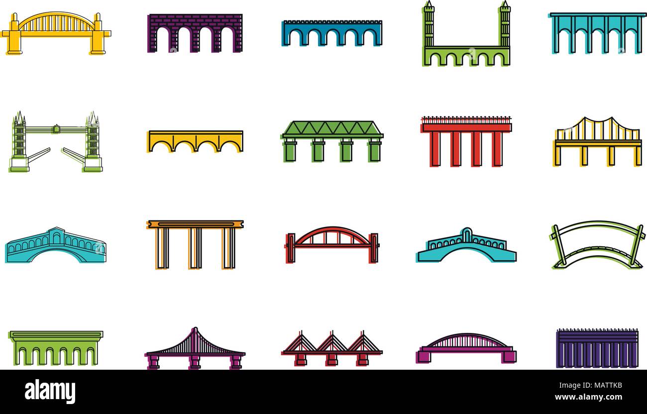 Bridge icon set, color outline style Stock Vector Image & Art - Alamy