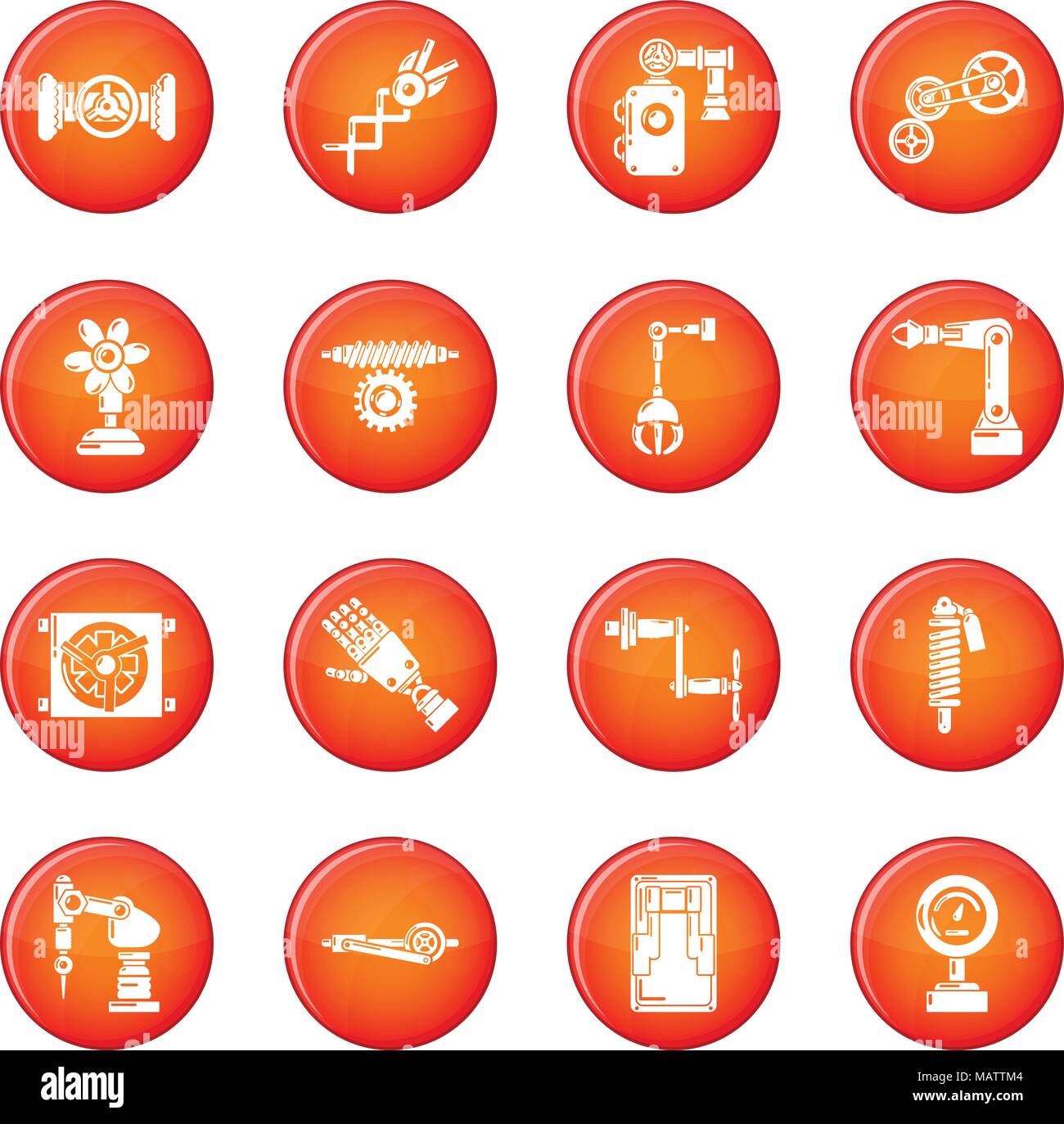 Technical mechanisms icons set red vector Stock Vector Image & Art - Alamy