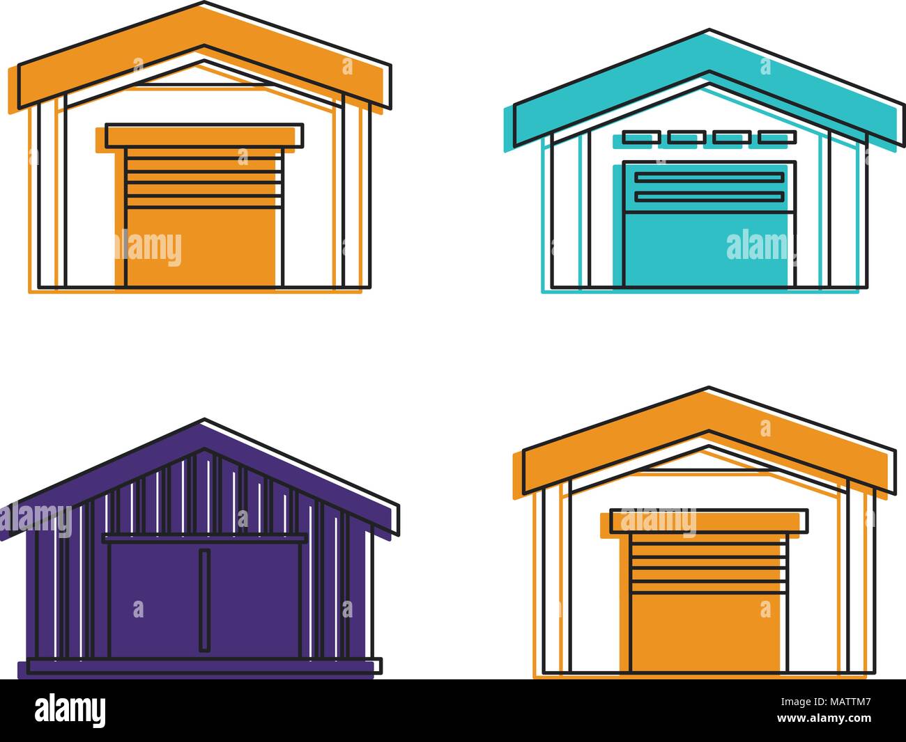 Garage icon set, color outline style Stock Vector Image & Art - Alamy