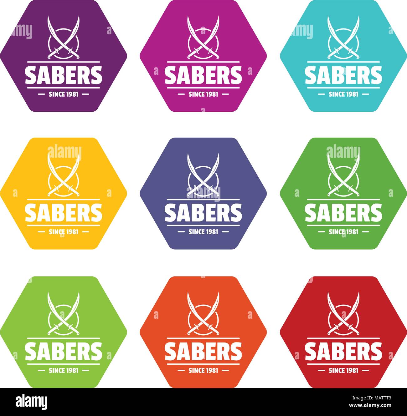 Saber icons set 9 vector Stock Vector Image & Art - Alamy