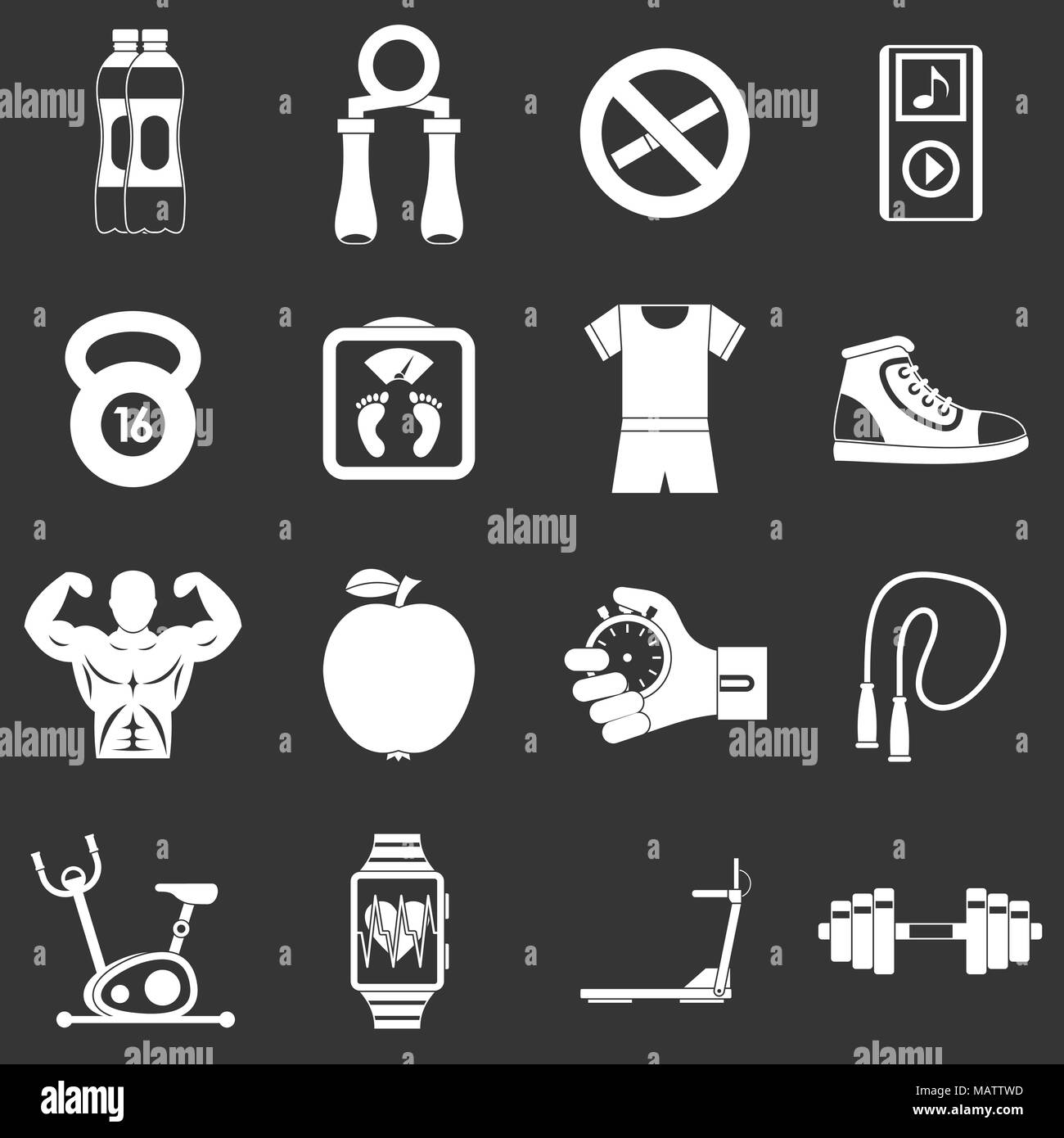 Fitness icons set grey vector Stock Vector Image & Art - Alamy