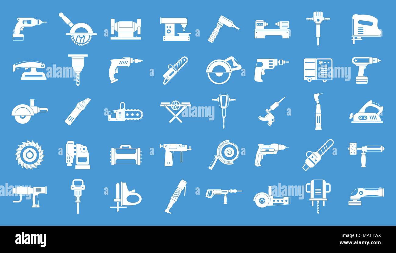 Electric tools icon blue set vector Stock Vector Image & Art - Alamy